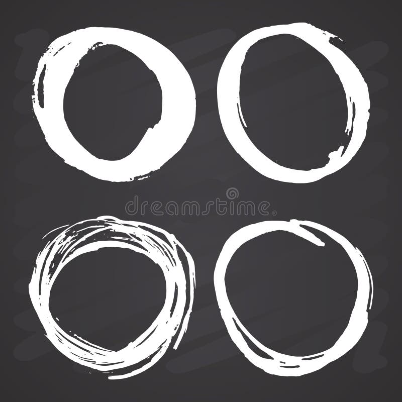 Round Frames, Grunge Textured Hand Drawn Elements Set, Vector ...