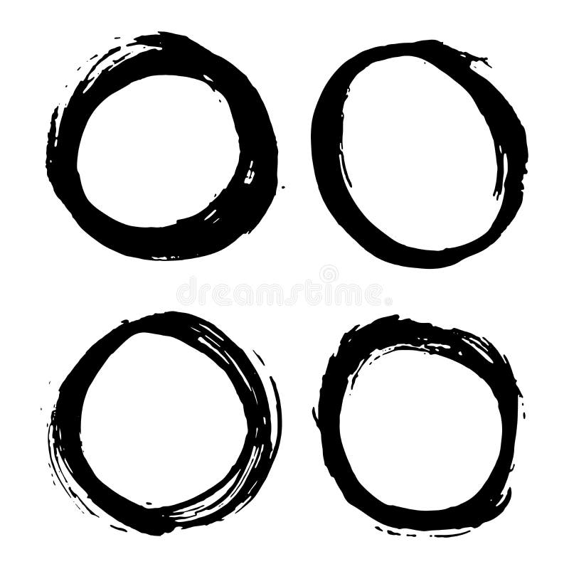 Round Frames, Grunge Textured Hand Drawn Elements Set, Vector ...