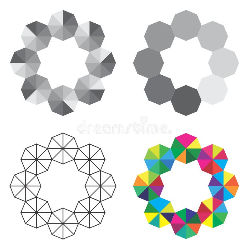 Round Frames Made of Simple Geometric Shapes Stock Vector ...