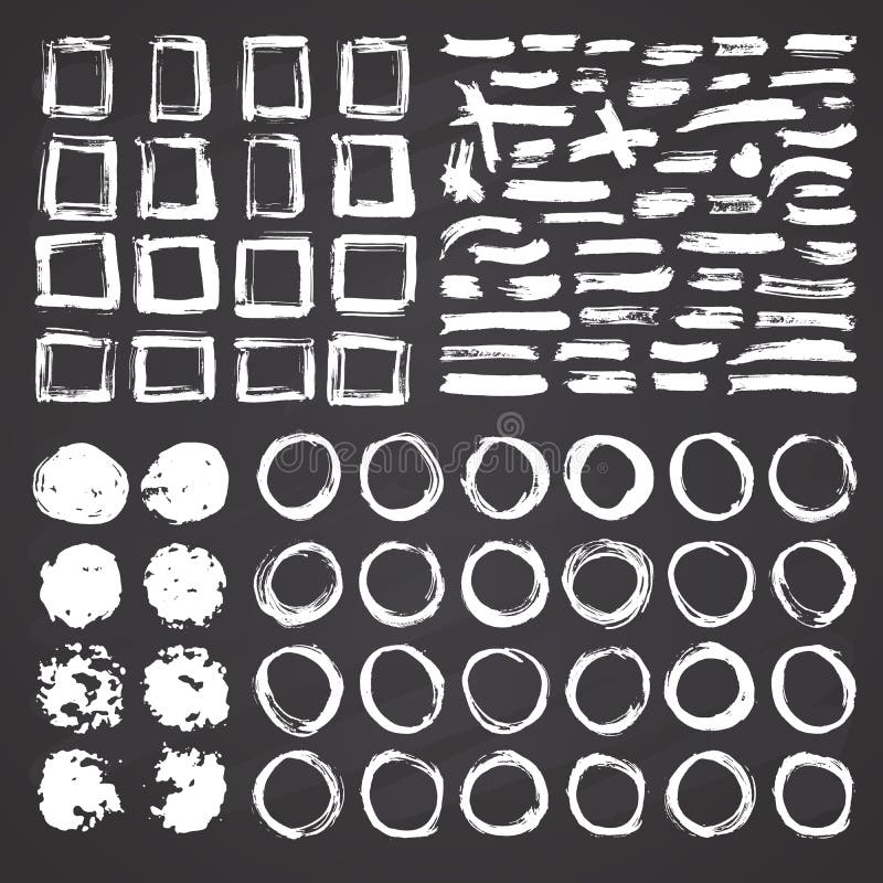 Round Frames, Text Boxes and Brush Strokes, Grunge Textured Hand Drawn ...