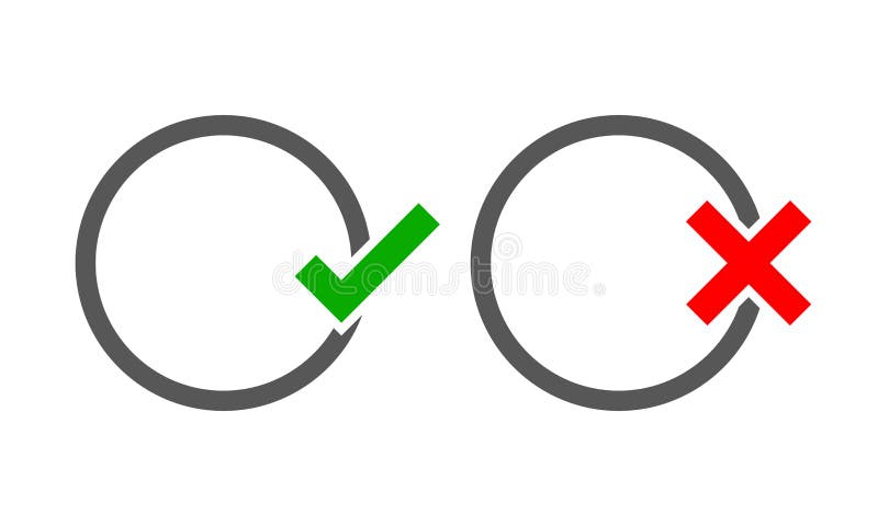 The Round Frames with Yes and No Check Marks. Vector Illustration ...