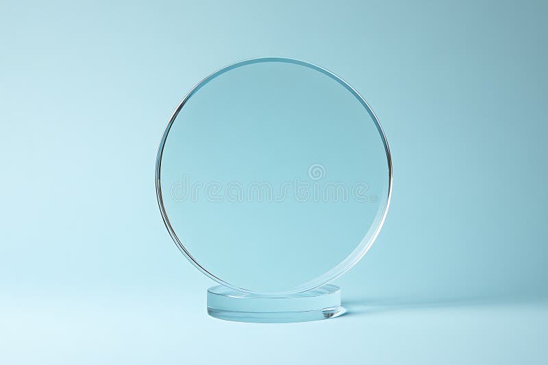 Round Frosted Glass with Cylindrical Base on Light Blue Background ...