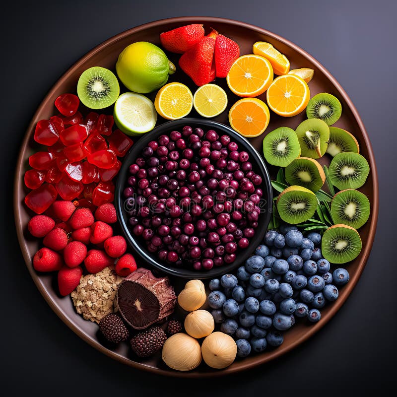 Round Fruit Layout Ai Generation Stock Illustration - Illustration of ...