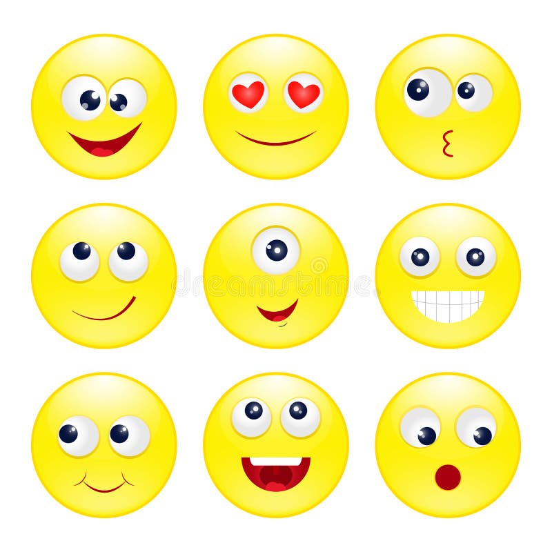Round funny emoticons stock vector. Illustration of smile - 72454353