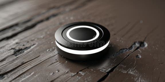 Round Future Button Lighting Up on Wooden Surface. Stock Photo - Image ...