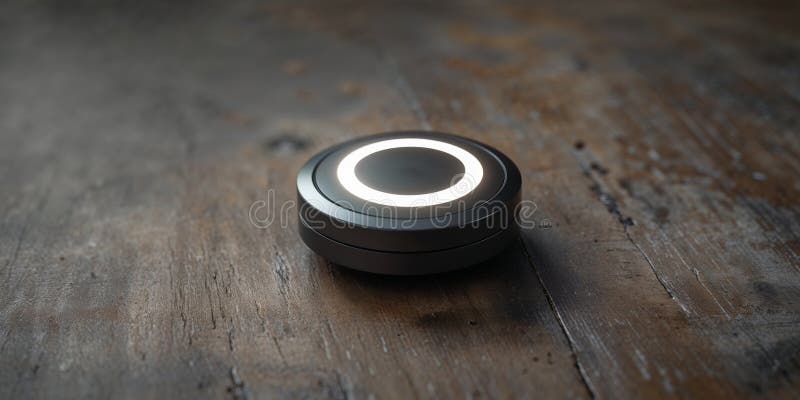 Round Future Button Lighting Up on Wooden Surface Stock Photo - Image ...