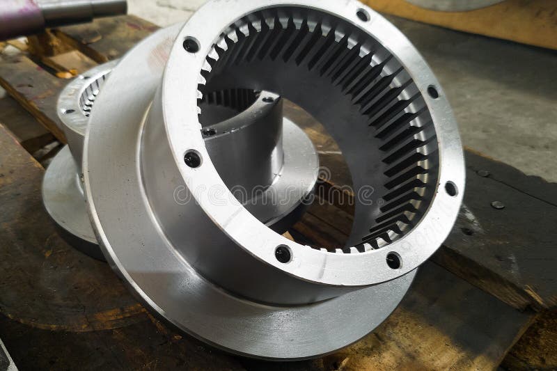 Round Gears after Turning and Milling on the Rack Closeup Stock Image ...