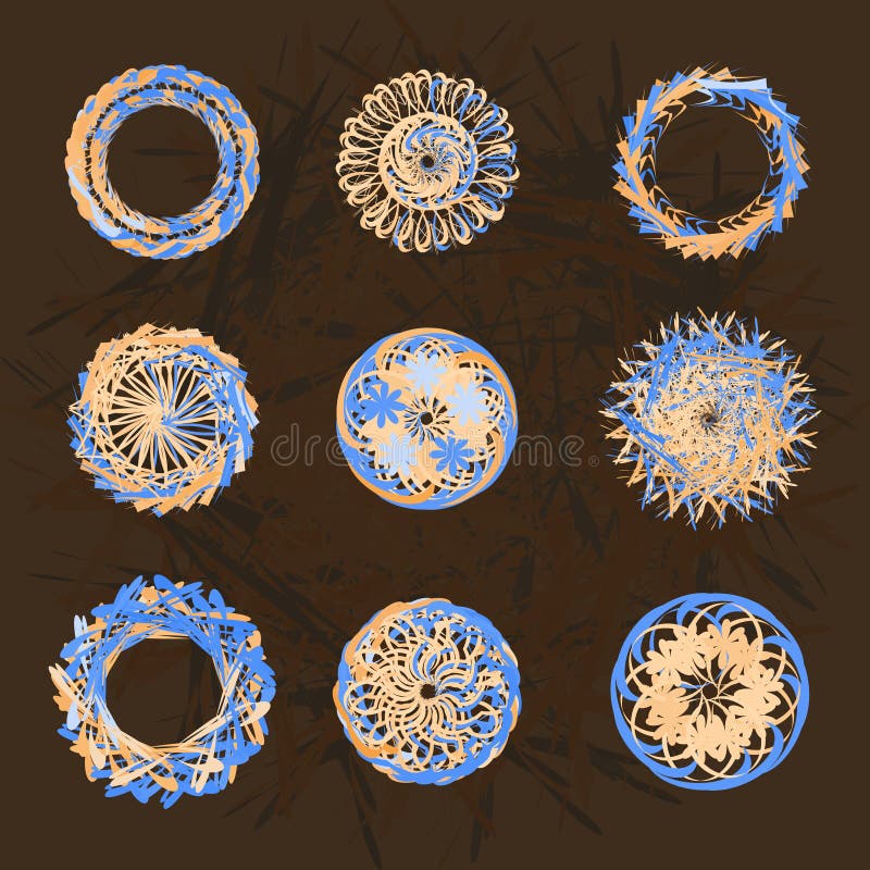 Round Geometric Ornaments Set Stock Vector - Illustration of embroidery ...