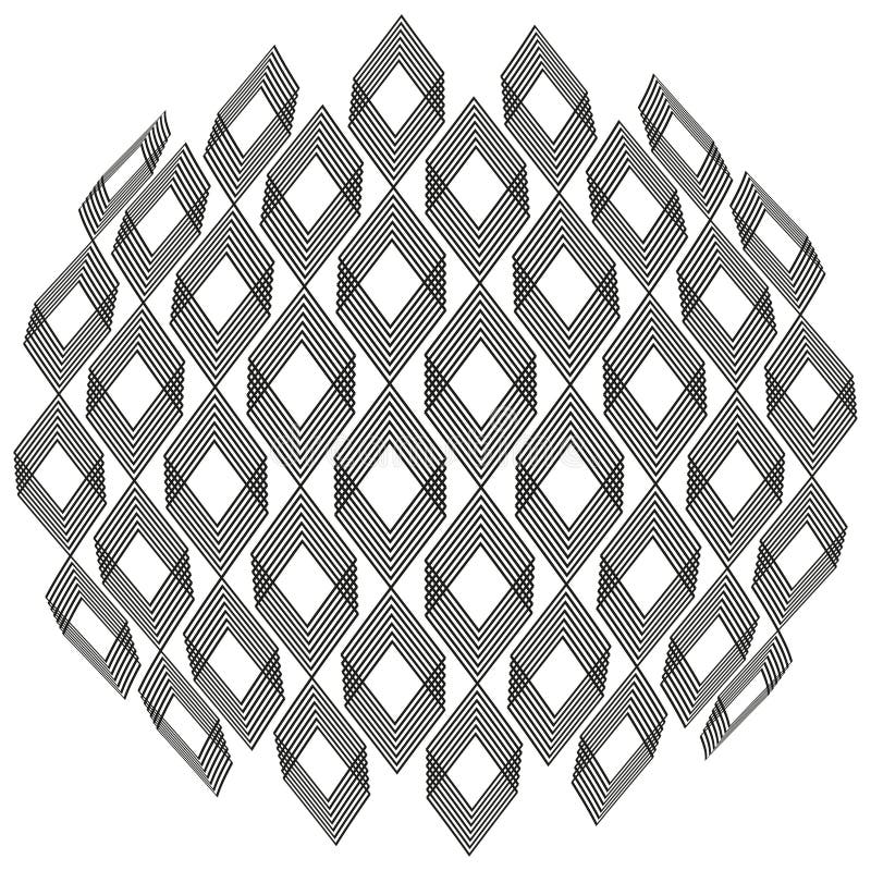 Round Geometric Pattern. Weaving Optical Illusion. Abstract Oval Vector ...