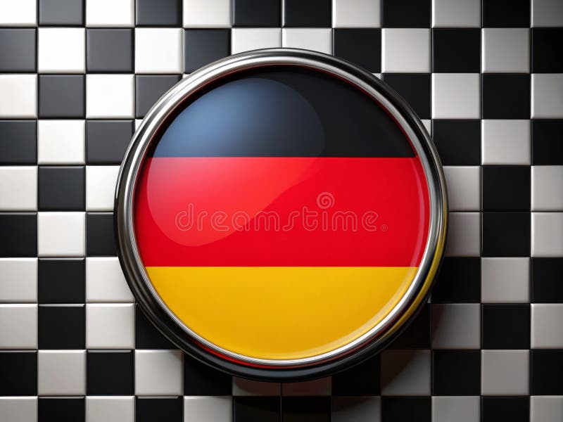 Round German Flag on a Checkerboard Pattern a Detailed and Isolated ...