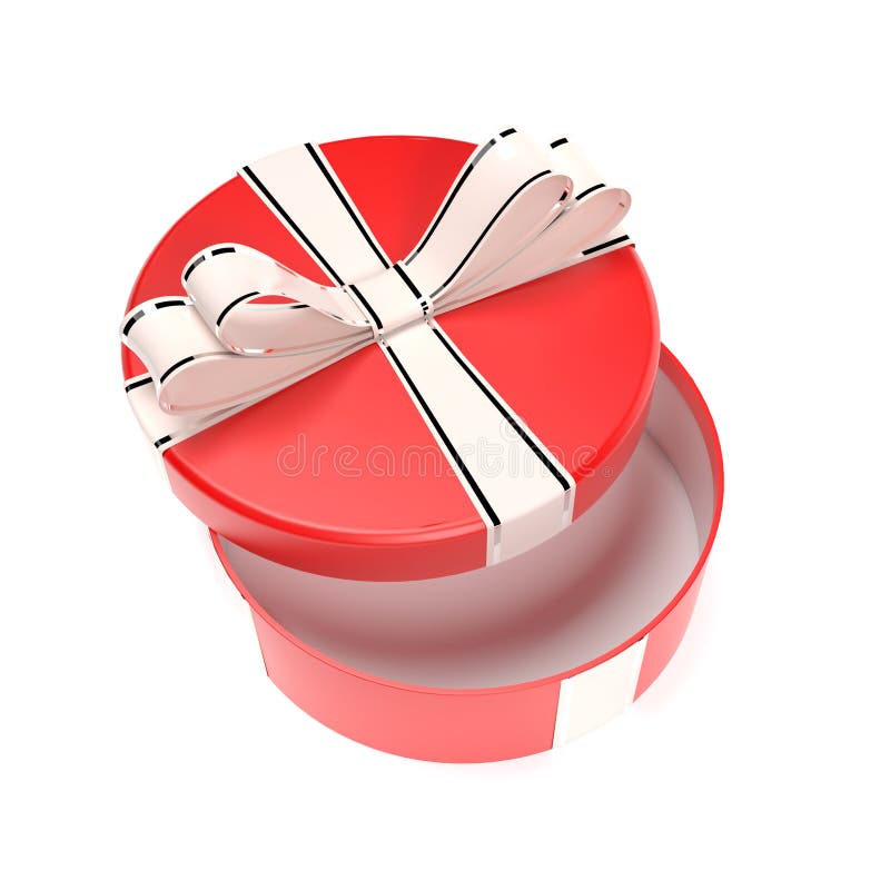 Round Gift Box with Blue Ribbon Bow. Hand Drawn Colored Sketch. Vector ...