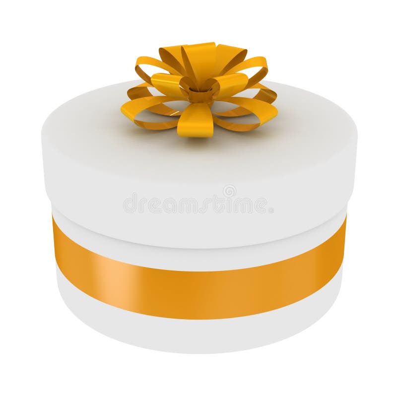 Round Gift Box with Golden Bow. Stock Illustration - Illustration of ...