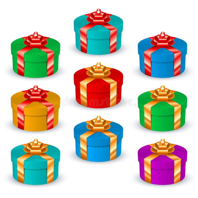 Round Gift Boxes Set Multicolor Stock Vector - Illustration of vector ...