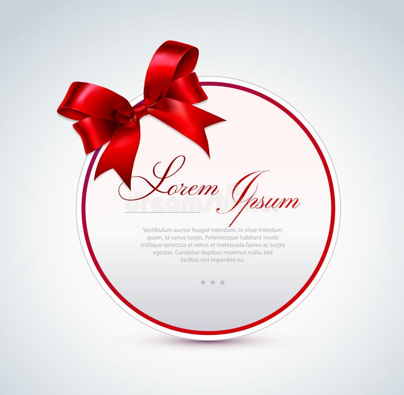 Round Gift Card with Red Satin Bow. Stock Vector - Illustration of ...