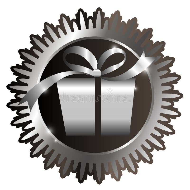 Round Gift Icon Silver. Vector Colorful Illustration Stock Illustration ...