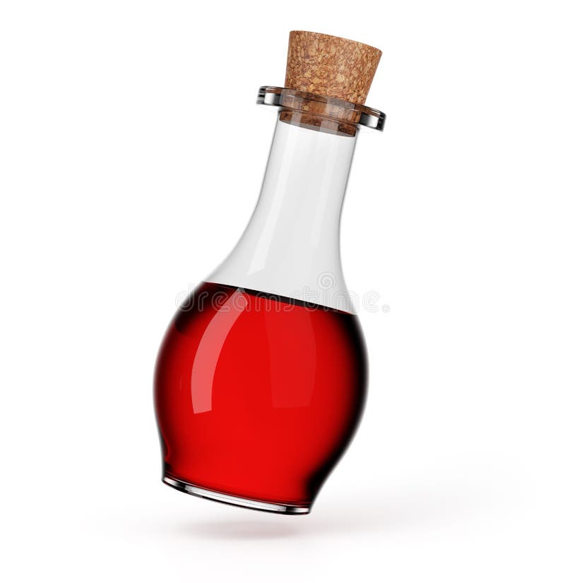 Round Glass Corked Bottle with Red Liquid. Magic Elixir or Healing ...