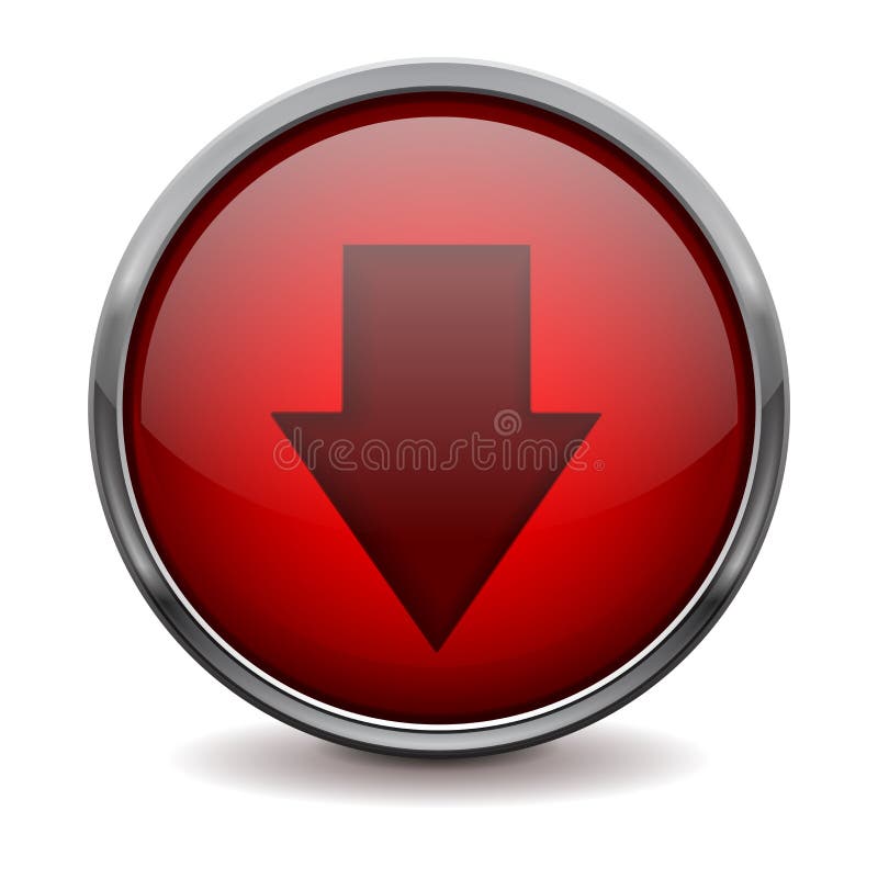 Round Glass 3d Button. Red Down Arrow Stock Vector - Illustration of ...