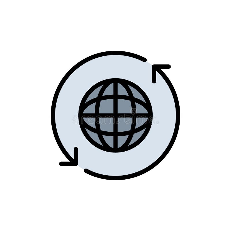 Round Globe with Arrow Path Icon, Simple Design Vector Pictogram ...