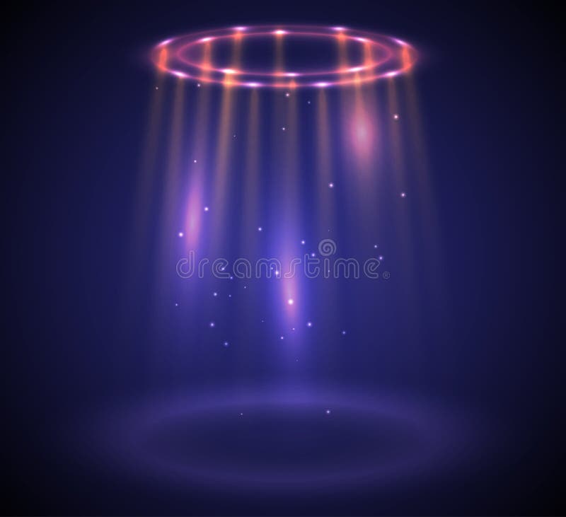 Round Glow Rays Night Scene with Sparks. Empty Light Effect Podium ...