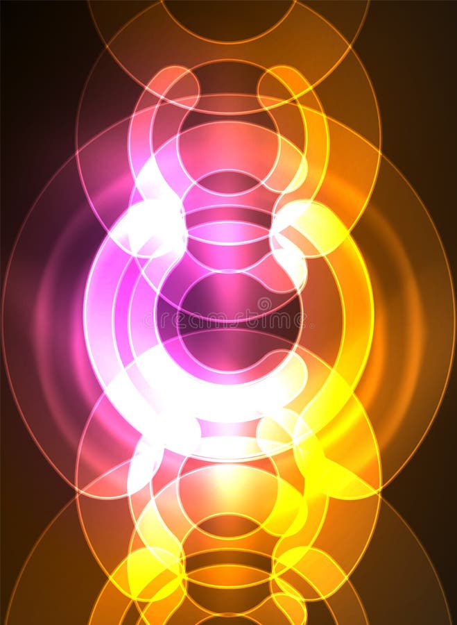 Round Glowing Elements on Dark Space, Abstract Background Stock Vector ...