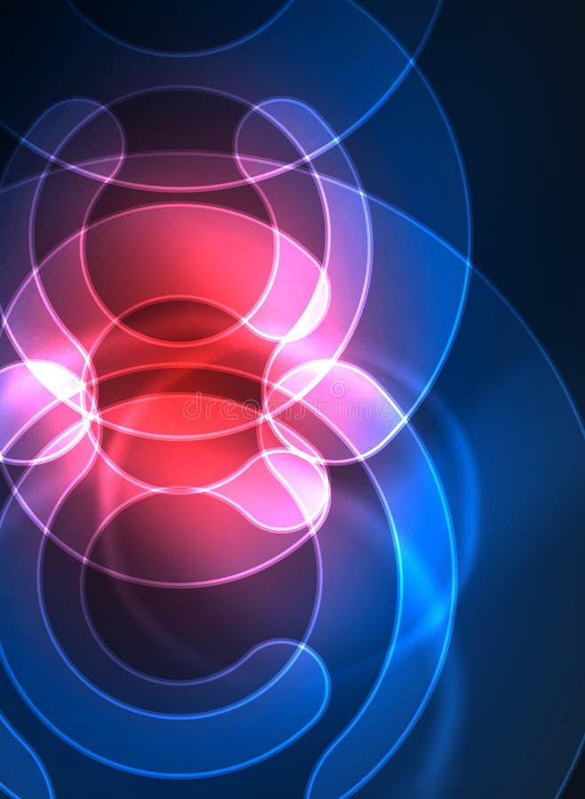 Round Glowing Elements on Dark Space, Abstract Background Stock Vector ...