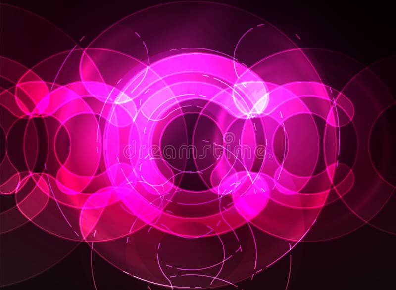Round Glowing Elements on Dark Space, Abstract Background Stock Vector ...