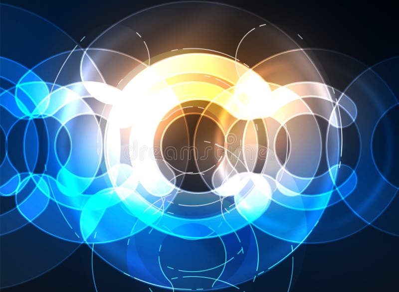 Round Glowing Elements on Dark Space, Abstract Background Stock Vector ...