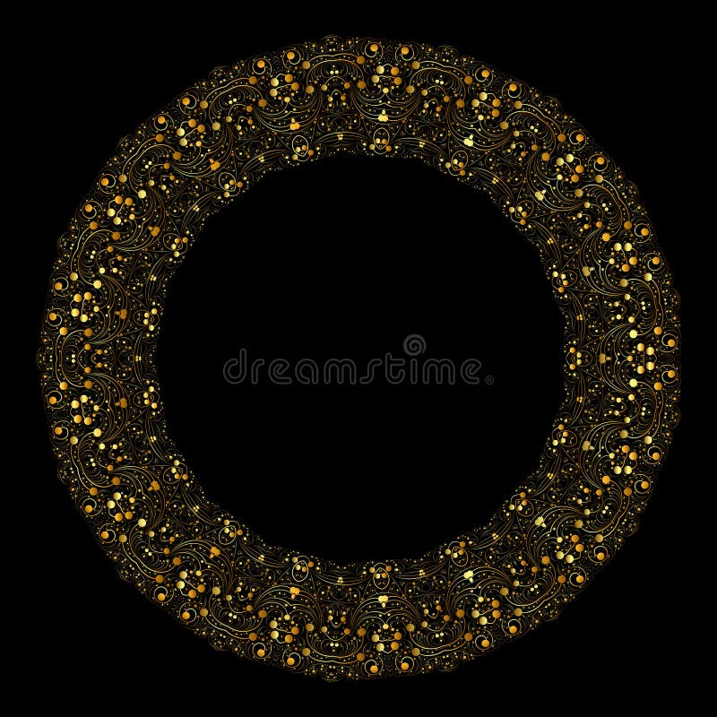 Round Gold Curl Vector Frame Stock Vector - Illustration of golden ...