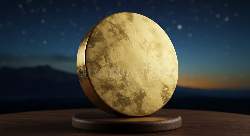 A Round, Gold Disk with a Textured Surface Resembling the Moon S ...