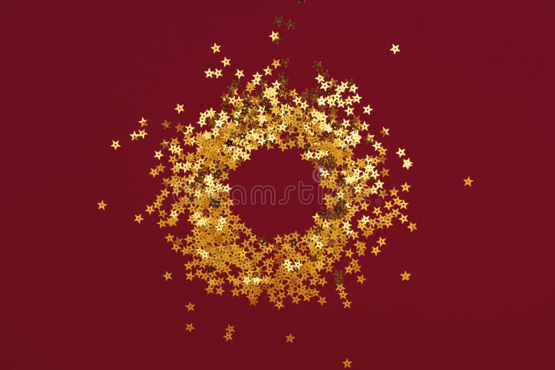 Round Gold Frame or Border of Random Scatter Golden Stars Stock Photo ...