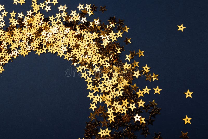 Round Gold Frame or Border of Random Scatter Golden Stars Stock Photo ...