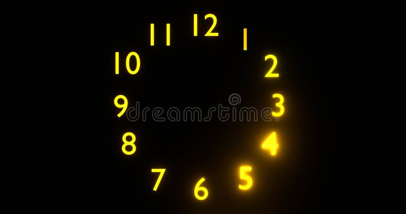 Round Gold Frame Clock with Glowing Dot Stock Video - Video of midnight ...