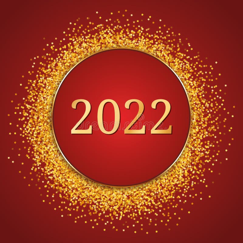 2022 - Round Gold Frame with Black Banner on Black Background Stock ...