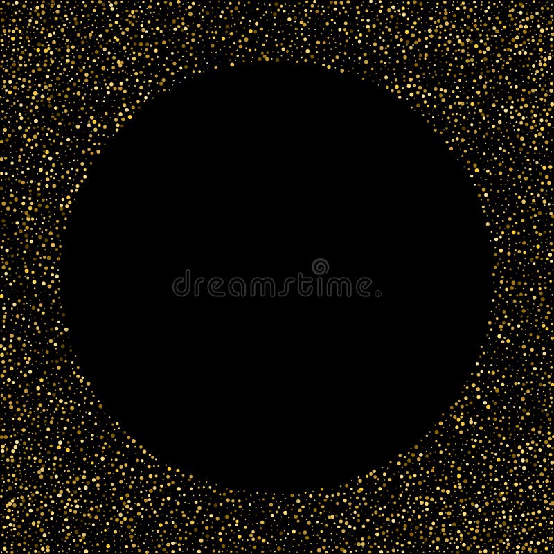 Round Gold Glitter. Round Frame on Black Background Stock Vector ...