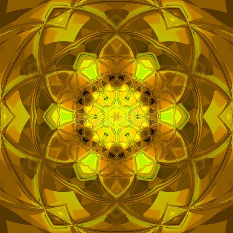 Round Golden Star Formed Mandala Stock Illustration - Illustration of ...