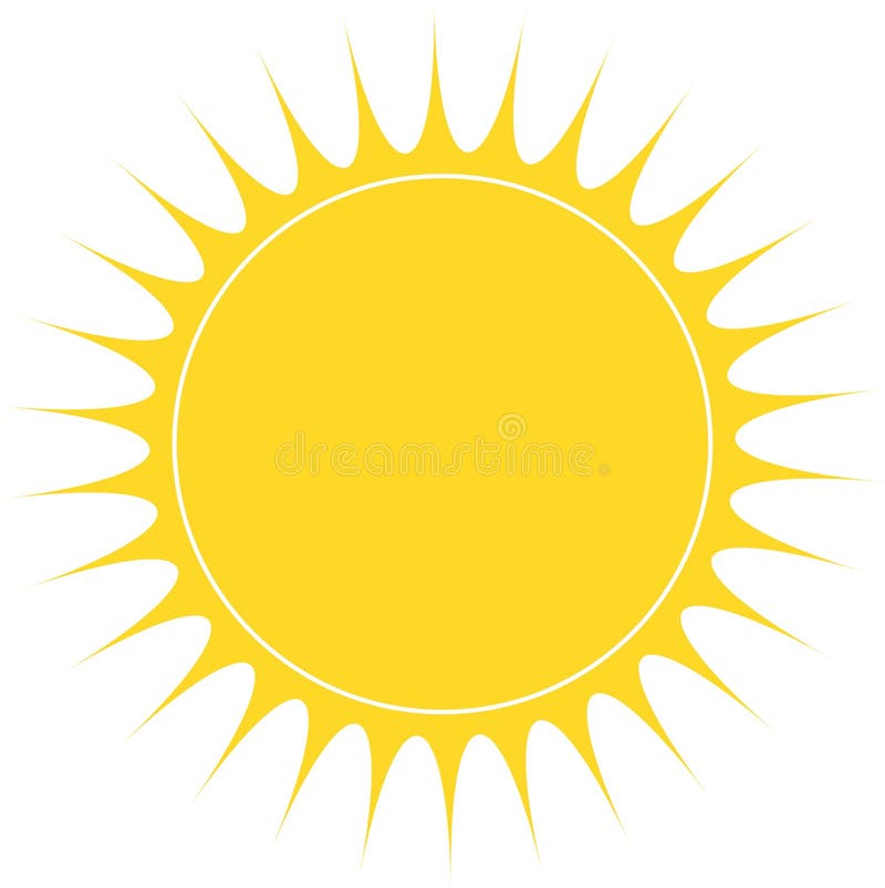 Round Golden Sun, Vector Drawing Isolated on White Stock Vector ...