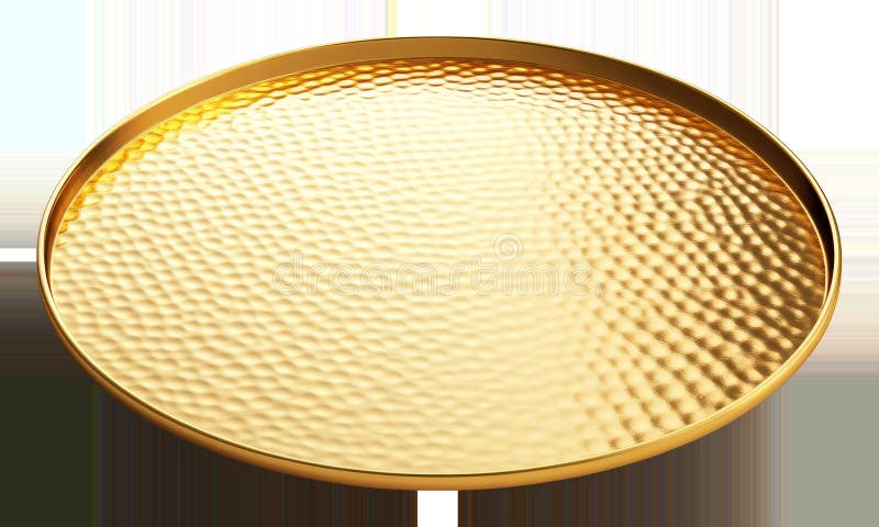 Round Golden Tray with Textured Surface, Elegant Design. Home Decor and ...