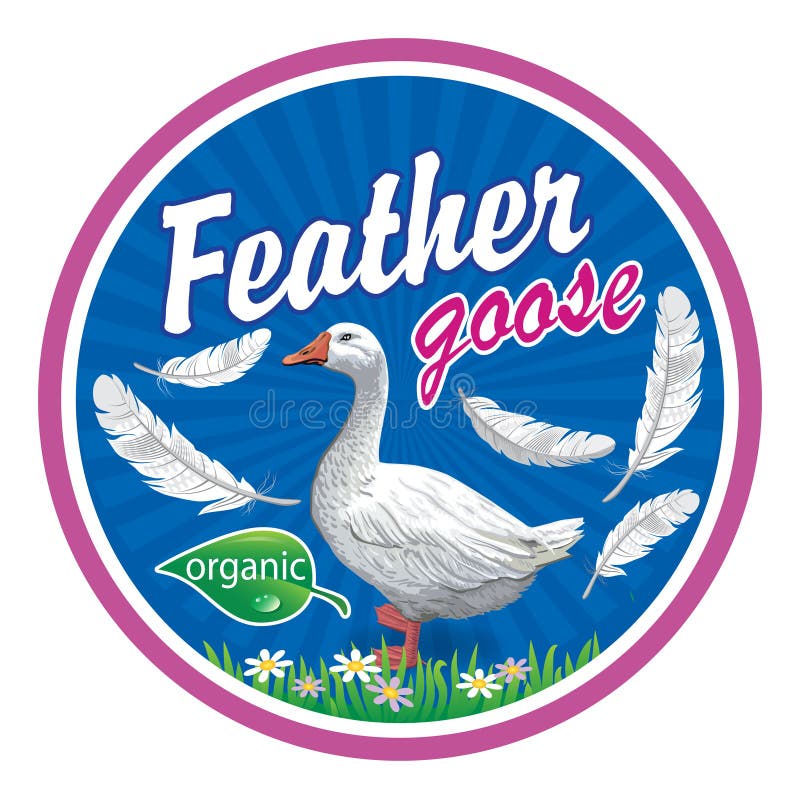 Round goose feather label stock illustration. Illustration of white ...