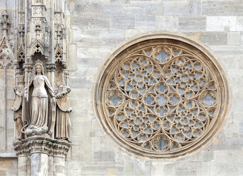 Round Gothic Window on the Facade of the St. Stephen`s Cathedral ...