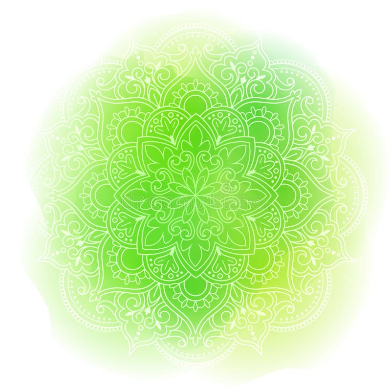 Round Gradient Mandala on Watercolor Trace Background. Vector Boho ...