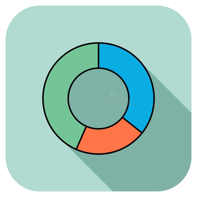 Round Graph Icon Vector in Flat Style with Black Outline Stock Vector ...