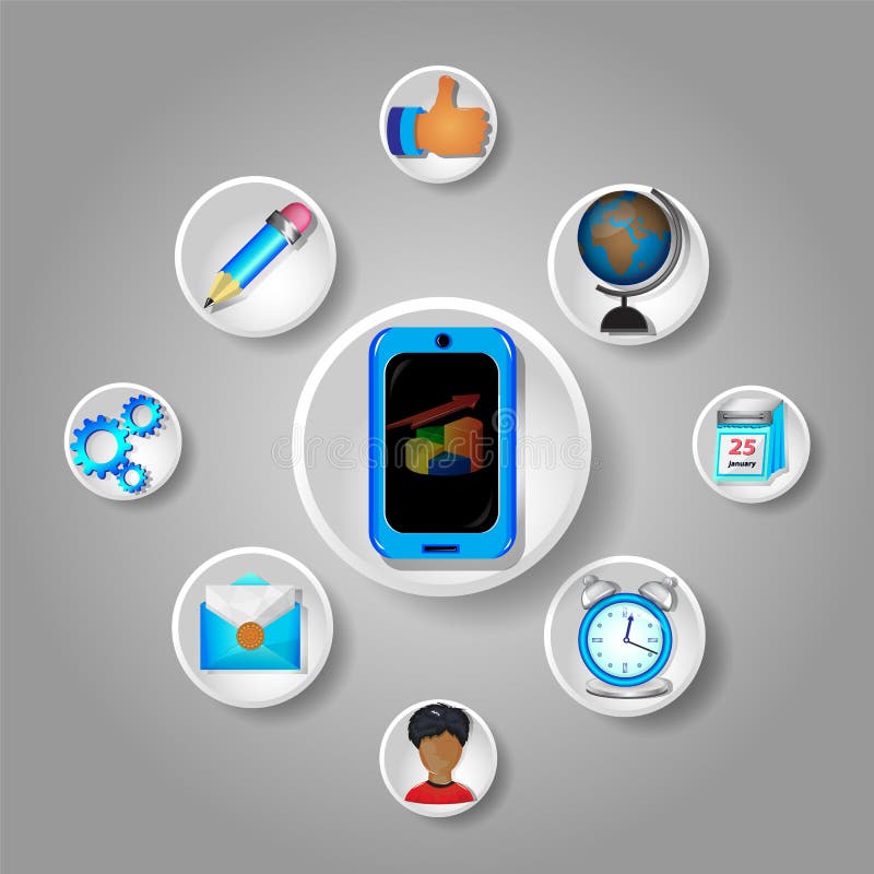 Round Graphic Icons for Design Stock Vector - Illustration of symbol ...