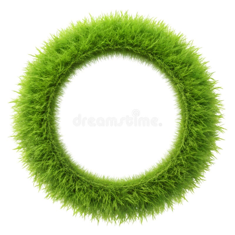 Round Grass Frame Isolated on White Background Stock Illustration ...
