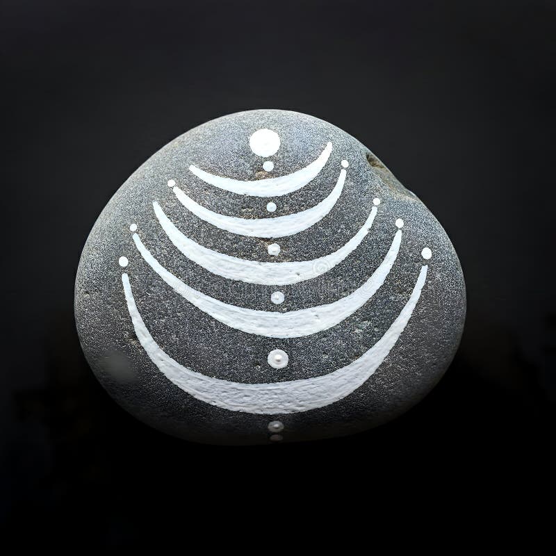AI Generated Image of a Round Gray Stone with White Crescent Shapes ...