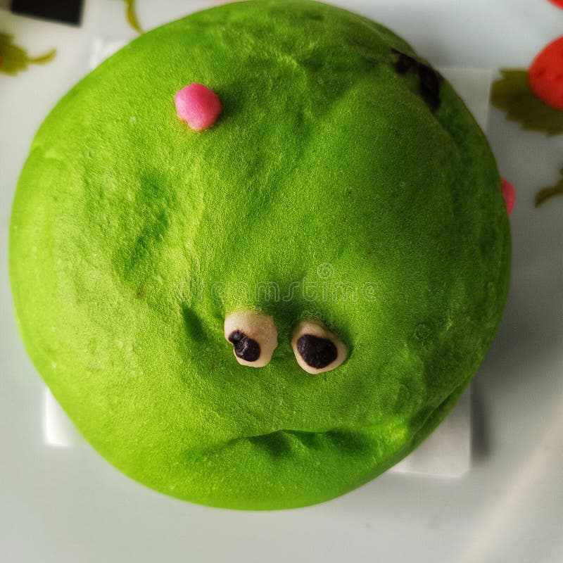 Round Green Buns are Placed on a Plate Stock Image - Image of plate ...