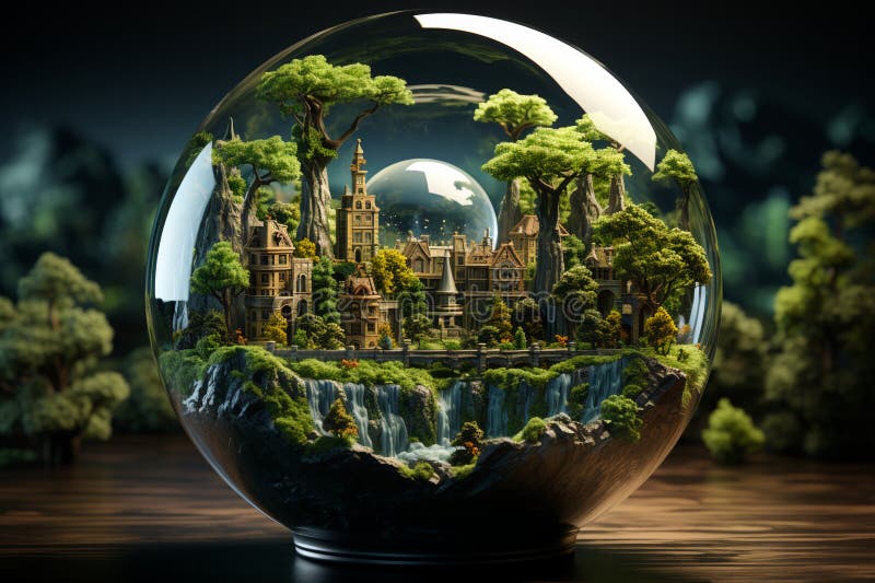 Round Green Earth,enviromental Protection Concept Stock Illustration ...