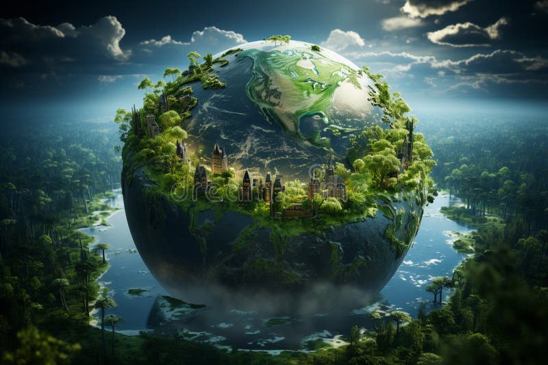 Round Green Earth,enviromental Protection Concept Stock Illustration ...