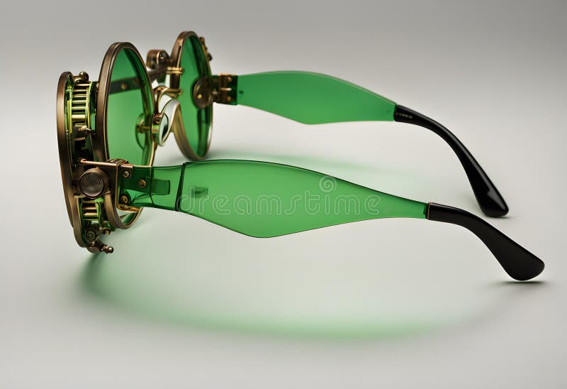Round Green Glasses, Steampunk Stock Illustration - Illustration of ...