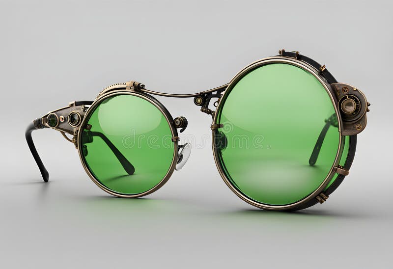 Round Green Glasses, Steampunk Stock Illustration - Illustration of ...
