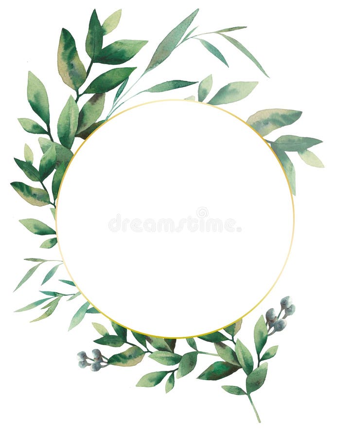 Round greenery frame stock illustration. Illustration of branches ...